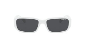 arnette man sunglasses shiny white frame, dark grey lenses, 55mm