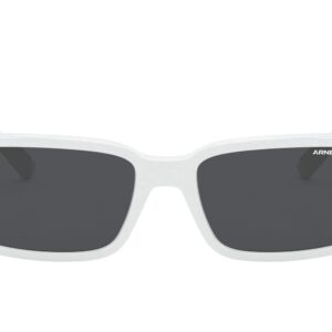 ARNETTE Man Sunglasses Shiny White Frame, Dark Grey Lenses, 55MM