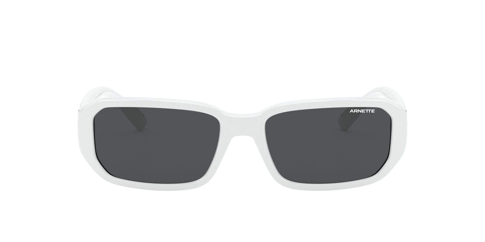 ARNETTE Man Sunglasses Shiny White Frame, Dark Grey Lenses, 55MM