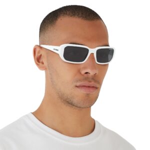 ARNETTE Man Sunglasses Shiny White Frame, Dark Grey Lenses, 55MM