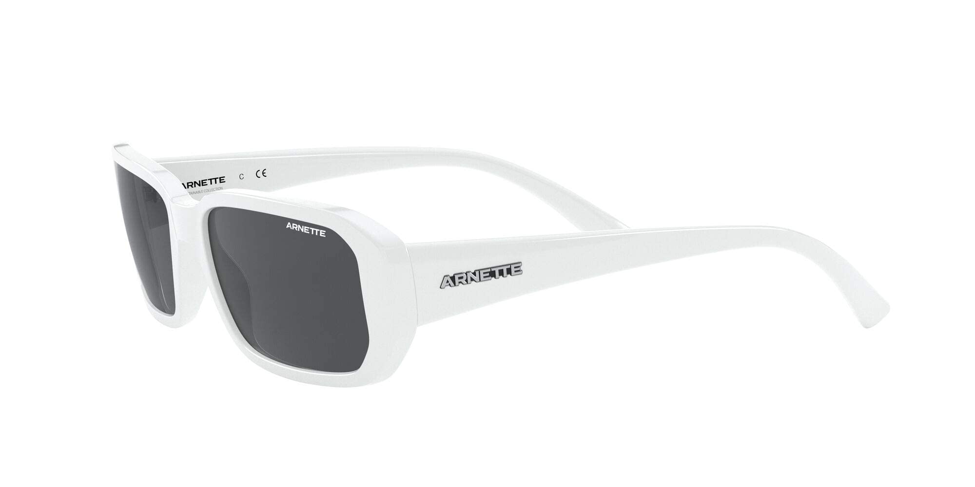 ARNETTE Man Sunglasses Shiny White Frame, Dark Grey Lenses, 55MM