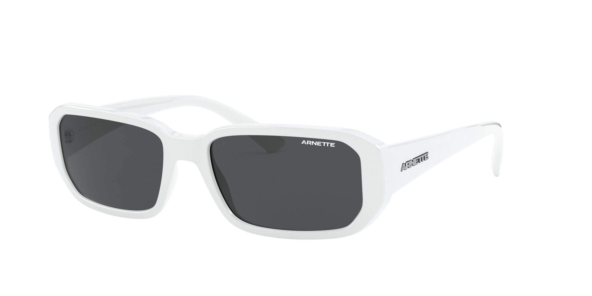 ARNETTE Man Sunglasses Shiny White Frame, Dark Grey Lenses, 55MM