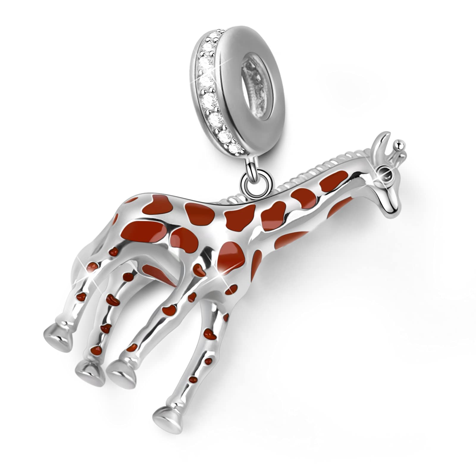 GNOCE Giraffe Charm Pendant Charm 925 Sterling Silver Independent and Noble Dangle Charms Fits All Bracelet/Necklace Christmas Charm Gifts for Women Wife Daughter