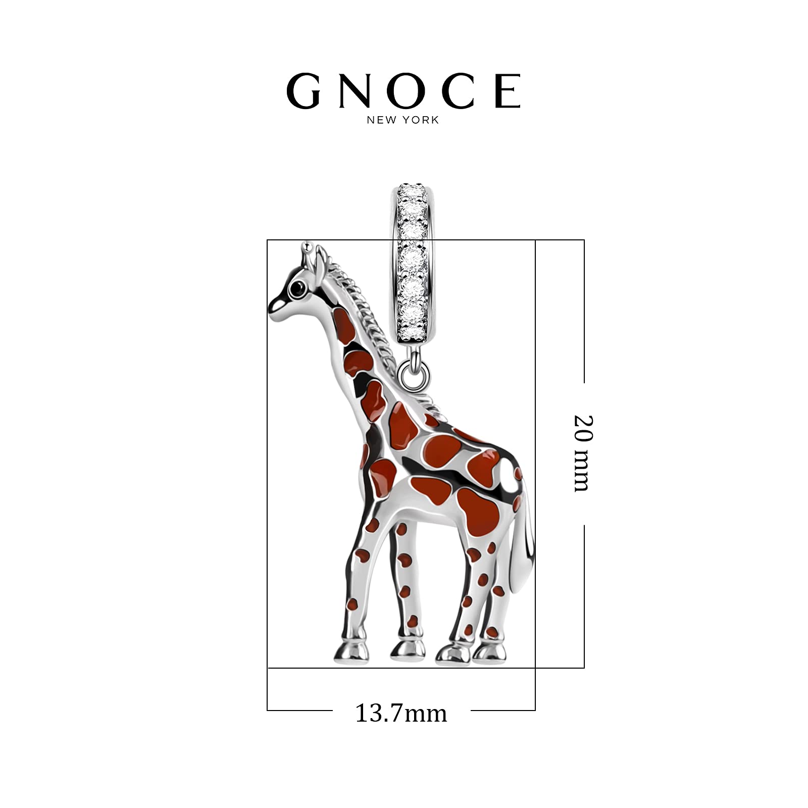 GNOCE Giraffe Charm Pendant Charm 925 Sterling Silver Independent and Noble Dangle Charms Fits All Bracelet/Necklace Christmas Charm Gifts for Women Wife Daughter