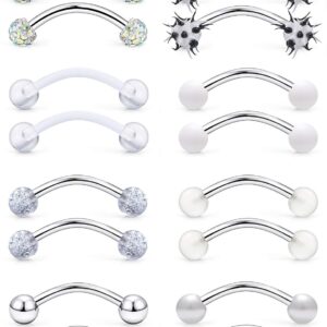 Jenxnjsjo 14G Snake Frog Eyes Piercing Jewelry Tongue para la lengua for Women Men 14mm 9/16in Bars Extra Long Belly Naval Button Rings Snake Bite Curved Barbells Surgical Stainless Steel