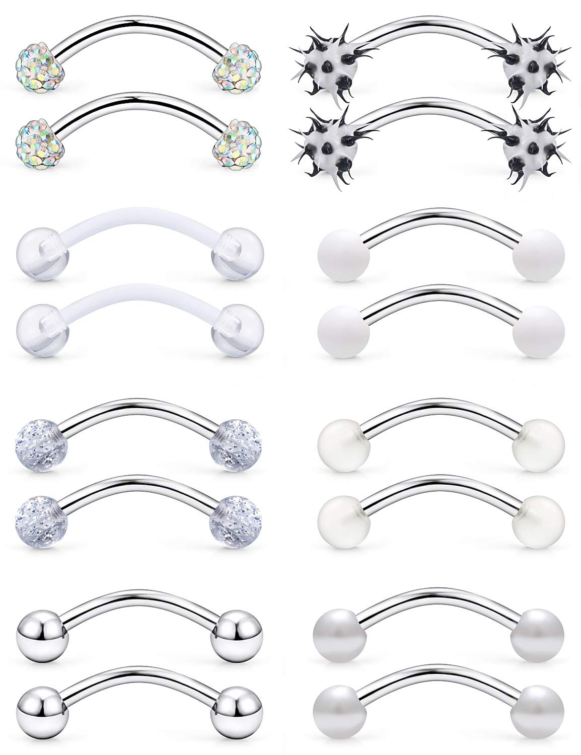 Jenxnjsjo 14G Snake Frog Eyes Piercing Jewelry Tongue para la lengua for Women Men 14mm 9/16in Bars Extra Long Belly Naval Button Rings Snake Bite Curved Barbells Surgical Stainless Steel