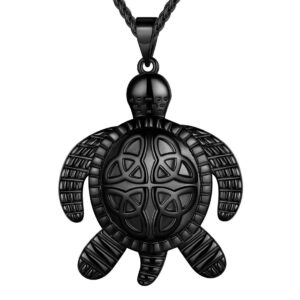 beautlace turtle necklaces celtic knot pendant black gun plated animals pendant necklace jewelry gifts for men and women kp0063k