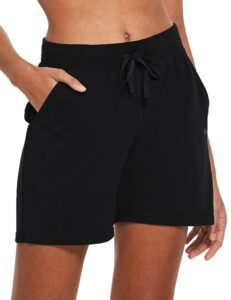 baleaf womens lounge shorts cotton athletic sweat shorts with pockets high waist summer casual black size xxl