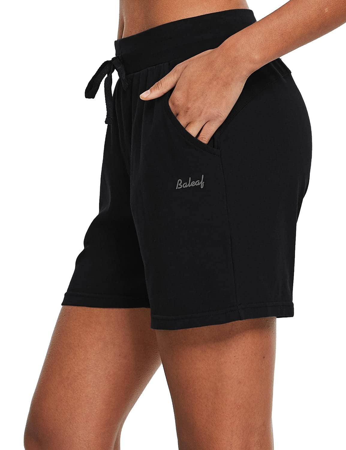 BALEAF Womens Lounge Shorts Cotton Athletic Sweat Shorts with Pockets High Waist Summer Casual Black Size XXL