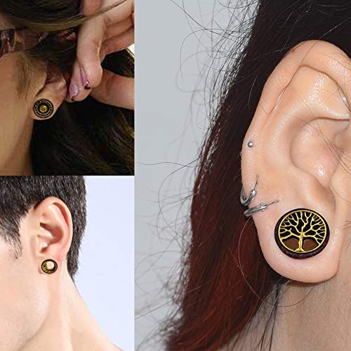 JOYTOYOU 3 Pairs Natural Wooden Ear Tunnels Plugs Hollow Double Flared Ear Expander Plugs Ear Piercing Ear Stretcher for Women and Men Gauge 20mm(3/4")