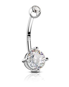 cocharm 14k white gold belly button rings for women clear cz white gold belly navel piercing jewelry hypoallergenic belly rings