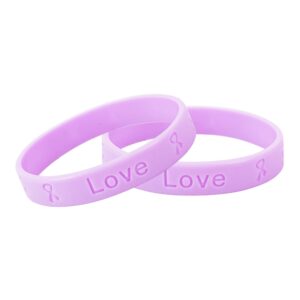 10 pack lavender gynecological cancer awareness bracelets – lavender ribbon cancer awareness silicone bracelets for adults