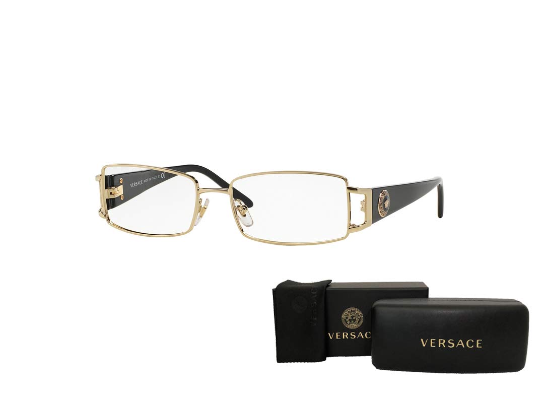 Versace VE1163M 1252 52M Pale Gold Rectangular Eyeglasses For Women+ BUNDLE With Designer iWear Eyewear Kit