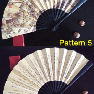 Classic Folding Fan,Bamboo Fan Rib&Printing Cloth of 12+ Pattern Options,13in,折扇 (Pattern 5-Riverside Scene at Qingming Festival(清明上河图))