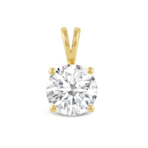 everyday elegance solid 14k yellow gold cubic zirconia solitaire pendant for women in round cut | 2 ctw cz | with gift box