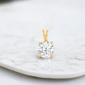 Everyday Elegance Solid 14K Yellow Gold Cubic Zirconia Solitaire Pendant for Women in Round Cut | 2 CTW CZ | With Gift Box