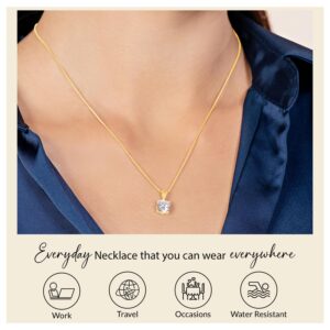 Everyday Elegance Solid 14K Yellow Gold Cubic Zirconia Solitaire Pendant for Women in Round Cut | 2 CTW CZ | With Gift Box