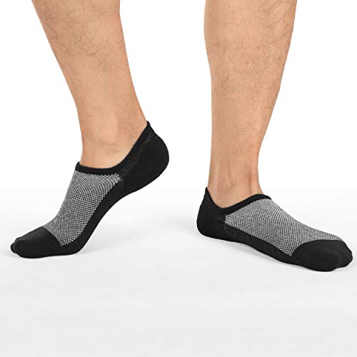 Mottee&Zconia Mens Ankle Low Cut Socks Thin Comfy Cotton Casual Non-Slip Basic Black(6 Pack) Size11-13