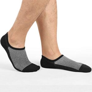 Mottee&Zconia Mens Ankle Low Cut Socks Thin Comfy Cotton Casual Non-Slip Basic Black(6 Pack) Size11-13