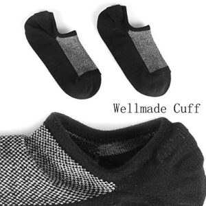 Mottee&Zconia Mens Ankle Low Cut Socks Thin Comfy Cotton Casual Non-Slip Basic Black(6 Pack) Size11-13