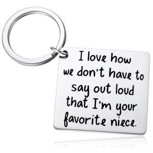 ukodnus keychain for aunts and uncles, i'm your favorite niece keychain, stainless steel, white, unisex gift for birthdays, christmas, valentine's day