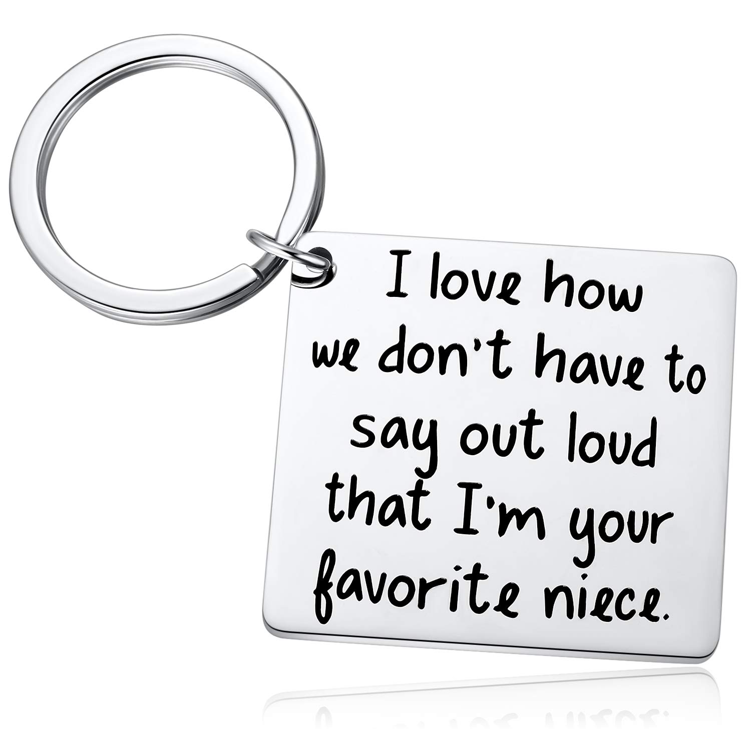 Ukodnus Keychain for Aunts and Uncles, I'm Your Favorite Niece Keychain, Stainless Steel, White, Unisex Gift for Birthdays, Christmas, Valentine's Day