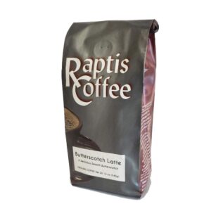 raptis coffee roasters butterschotch latte ground coffee 12oz bag