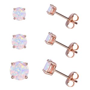 epirora sterling silver opal stud earrings for women- rose gold plated opal earrings hypoallergenic small birthstone earrings