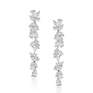 sweetv cubic zirconia bridal earrings for women brides, silver crystal chandelier wedding drop earrings for prom or pageant