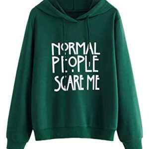 SweatyRocks Sweatshirt Women's Long Sleeve Pullover Sweatshirt Hoodie Green Letter Small