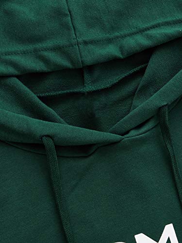 SweatyRocks Sweatshirt Women's Long Sleeve Pullover Sweatshirt Hoodie Green Letter Small