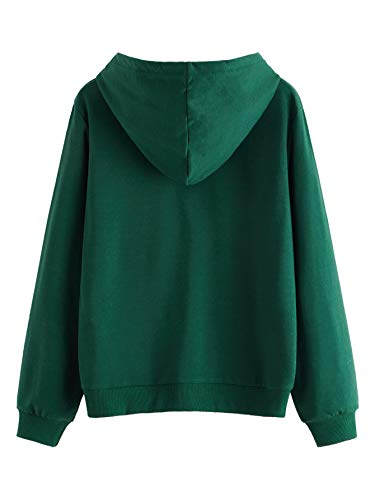 SweatyRocks Sweatshirt Women's Long Sleeve Pullover Sweatshirt Hoodie Green Letter Small