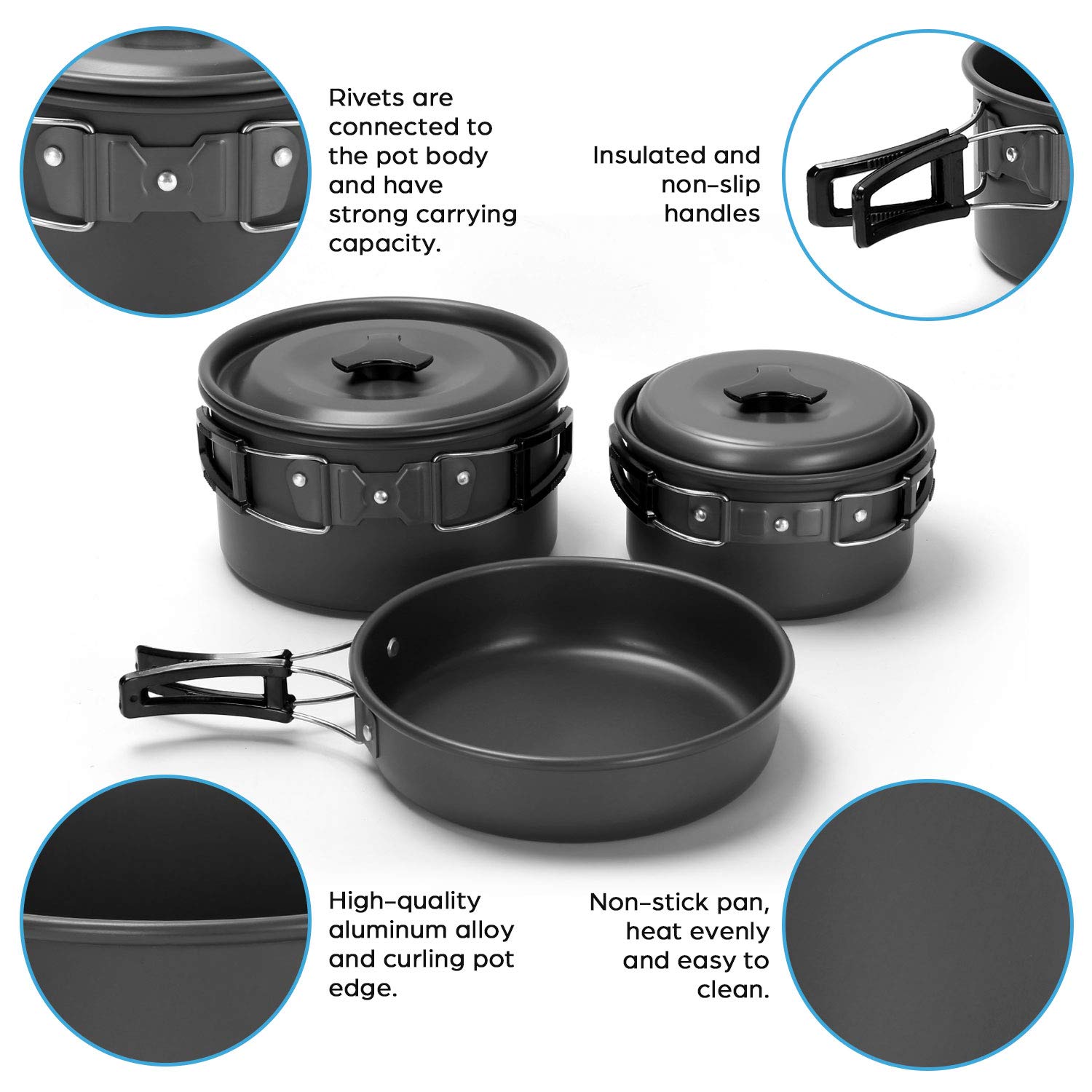 Odoland 16pcs Camping Cookware Mess Kit with Folding Camping Stove, Non-Stick Lightweight Pots Pan Set with Stainless Steel Cups Plates Forks Knives Spoons for Camping, Backpacking, Outdoor Cooking