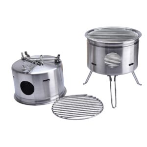 arc usa bq2026, easy carry stainless steel camping stove backing stove portable wood burning stoves for picnic bbq camp hiking with grid