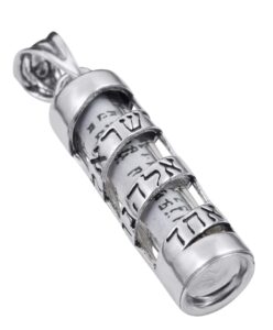 ajdesign mezuzah pendant charm spiral shema yisrael and scroll in 925 sterling silver