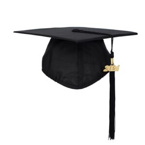 ftyfty unisex adult matte graduation cap with tassel year charm (black)