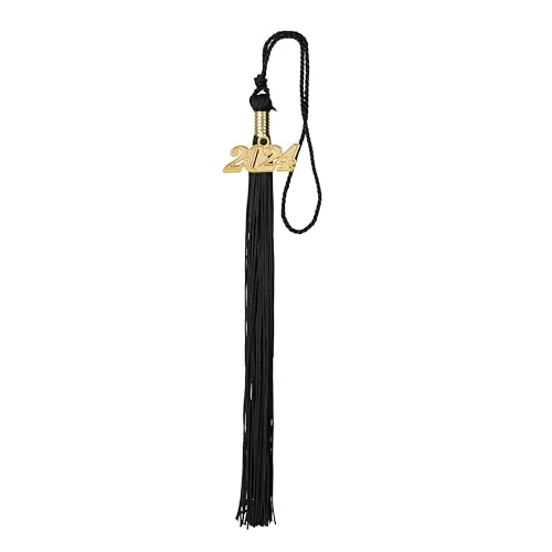 FtyFty Unisex Adult Matte Graduation Cap with Tassel Year Charm (Black)