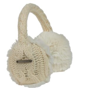 turtle fur women's ear muffin faux fur lined cable knit ear muffs, ivory