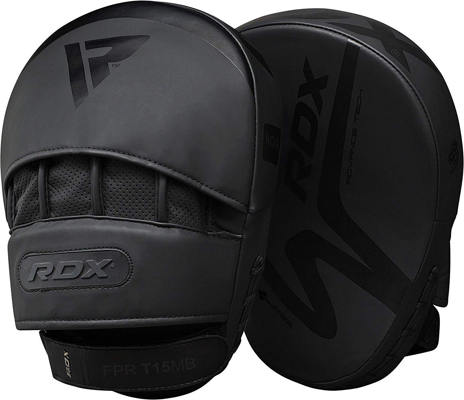 RDX Boxing Pads and Gloves Set, ConvEX Skin Leather Hook and Jab Target Focus Mitts with Punching gloves, Good for Muay Thai, Kickboxing, Martial Arts, Karate, Coaching and MMA Training Matte Black