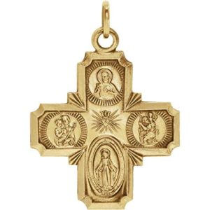 jay seiler 14k yellow gold 8x8 mm four-way cross medal four-way cross medal