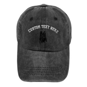 custom vintage washed hat black german shepherd dogface embroidery cotton dad hats for men & women buckle closure black personalized text here