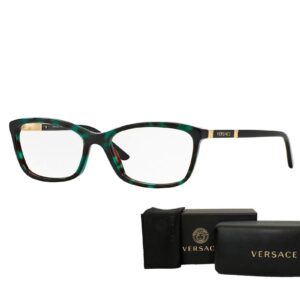 Versace VE3186 5076 54M Green Havana Transparent Cateye Eyeglasses For Women+ BUNDLE With Designer iWear Eyewear Kit