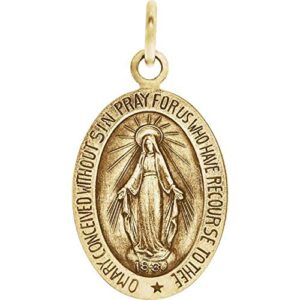 jay seiler 14k yellow gold 12x8 mm oval miraculous medal miraculous medal