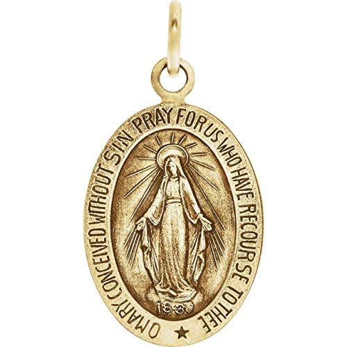 Jay Seiler 14K Yellow Gold 12x8 mm Oval Miraculous Medal Miraculous Medal