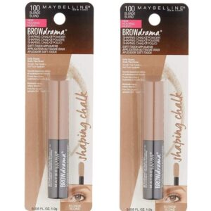 Pack of 2 Maybelline New York Brow Drama Shaping Chalk Powder, Blonde 100