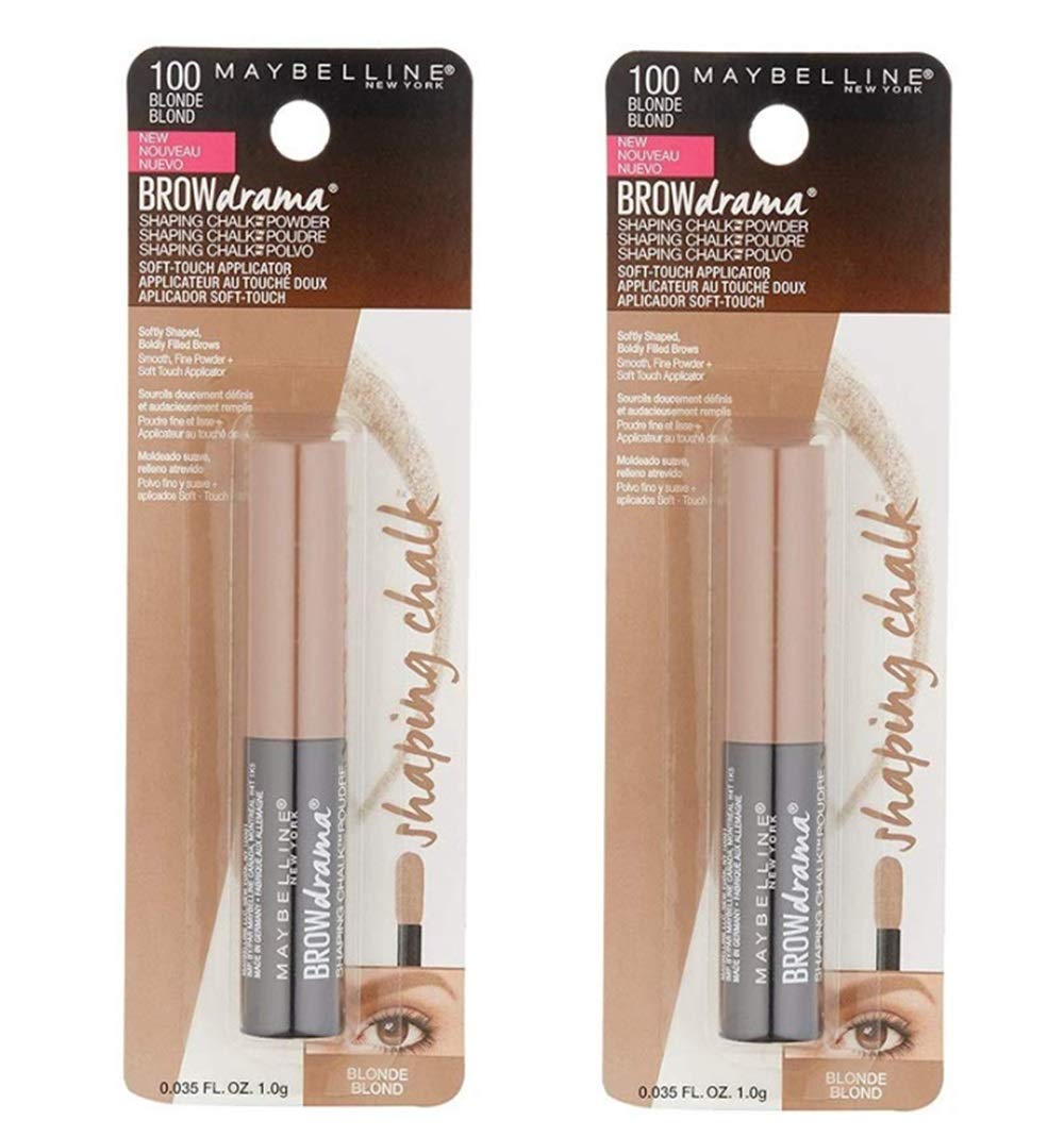 Pack of 2 Maybelline New York Brow Drama Shaping Chalk Powder, Blonde 100