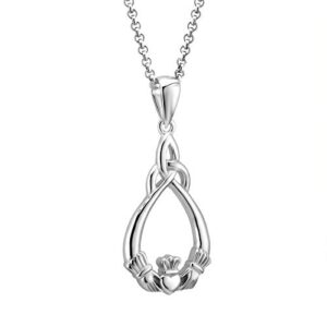 biddy murphy 925 sterling silver irish claddagh necklace, 20" inch fine celtic pendant jewelry for women handcrafted by artisan jewelers in ireland, includes 2" extension