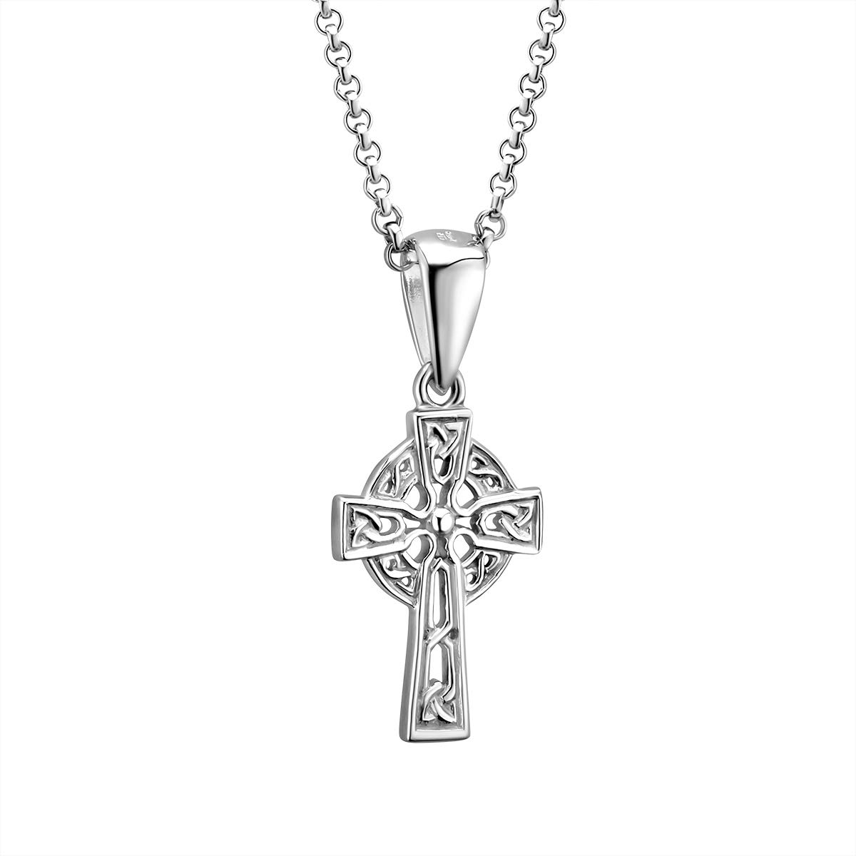 Biddy Murphy 925 Sterling Silver Celtic Cross Necklace for Women, 20" Inch, 3/8" W x 7/8" Pendant, Fine Traditional Irish Jewelry Imported Direct from Ireland's Artisan Jewelers