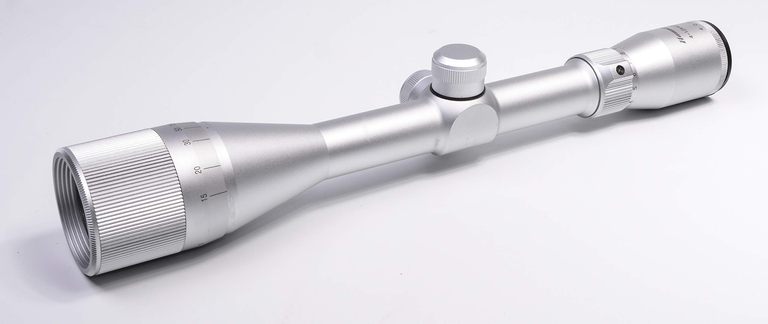 Stainless Silver Chrome Rifle Scope 4-12x40 AO Parallax Adjustable Objective with Weaver Rings