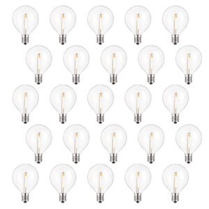 25 pack g40 led replacement bulb e12 screw base led globe light bulbs for patio string lights, equivalent to 0.6-watt clear light bulbs